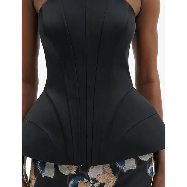 MALINA Bellina Peplum-hem Woven Corset Top