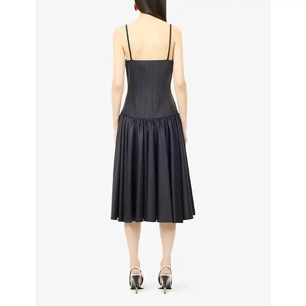 JEAN PAUL GAULTIER Cup Detail Boned Wool Mid Dress