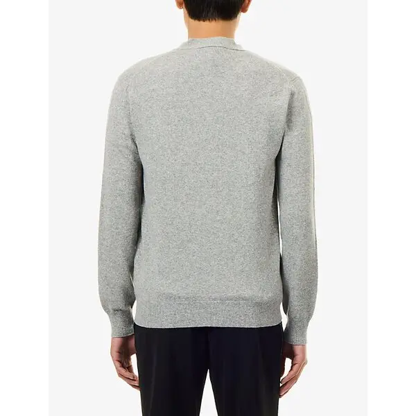 Play Comme Des Garcon Heart Motif-logo Wool Cardigan - Light Grey