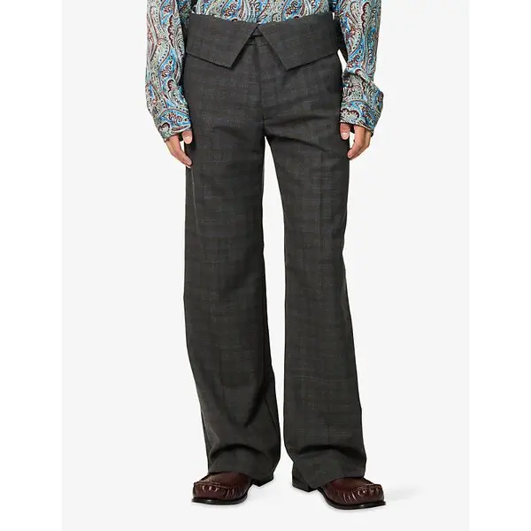 Dries Van Noten Preston Foldover-waist Wool Trousers - Brown