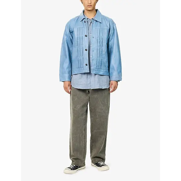 FOUND Trucker Pleats Leather Jacket