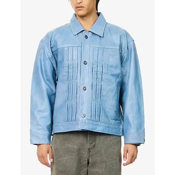 FOUND Trucker Pleats Leather Jacket