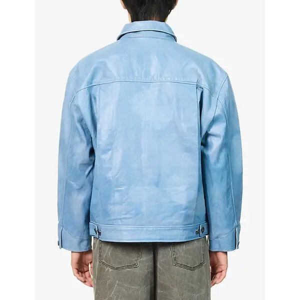 FOUND Trucker Pleats Leather Jacket
