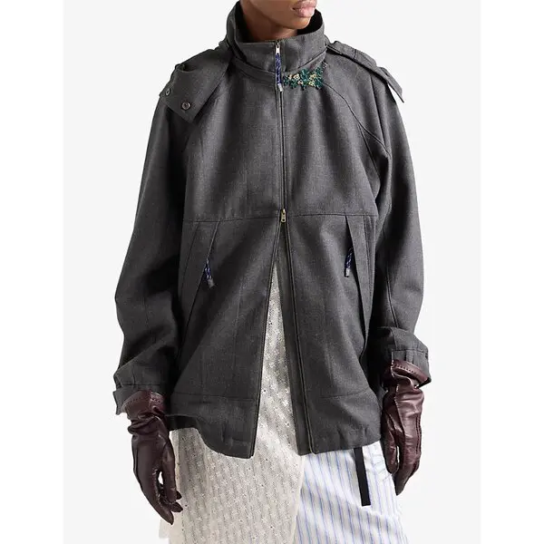 Prada Mélange Hopsack Wool Jacket