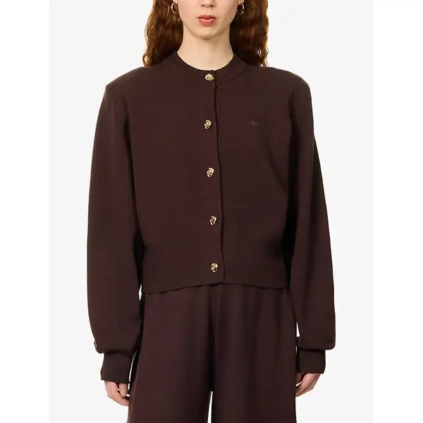 THE COUTURE CLUB Compact Sculptural-button Knitted Cardigan
