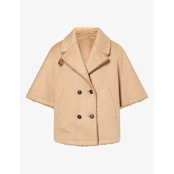 Max Mara Reversible Double-breasted Teddy Wool Cape