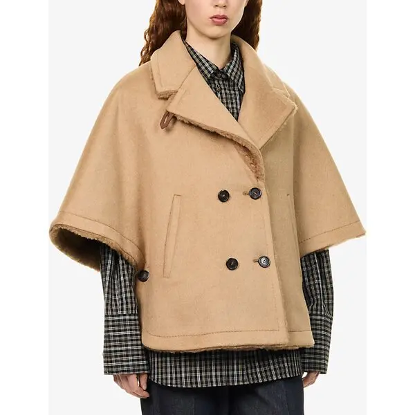 Max Mara Reversible Double-breasted Teddy Wool Cape