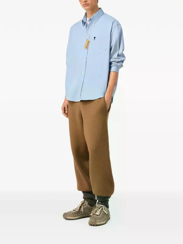 AMI Paris Boxy Cotton Shirt With De Coeur