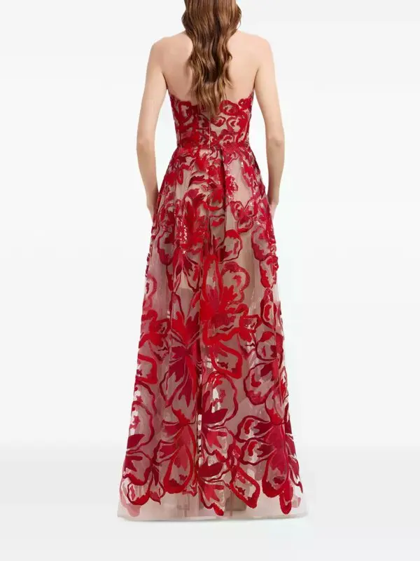 Elie Saab Velvet-embroidered Maxi Dress