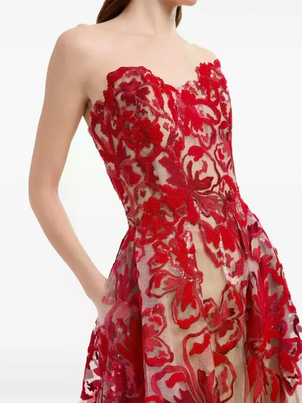 Elie Saab Velvet-embroidered Maxi Dress