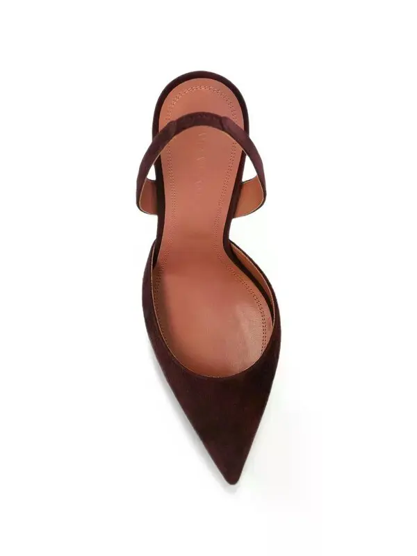 Amina Muaddi Holli Suede Slingback Pumps - Red