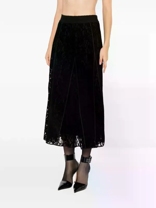 FETICO Flocked-lace Midi Skirt