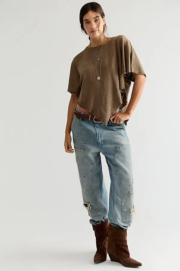 Free People Rosalie Solid Tee At - Teak