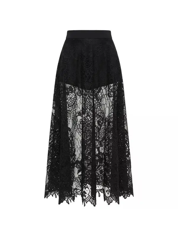 GEMY MAALOUF Lace-overlay Skirt - Black