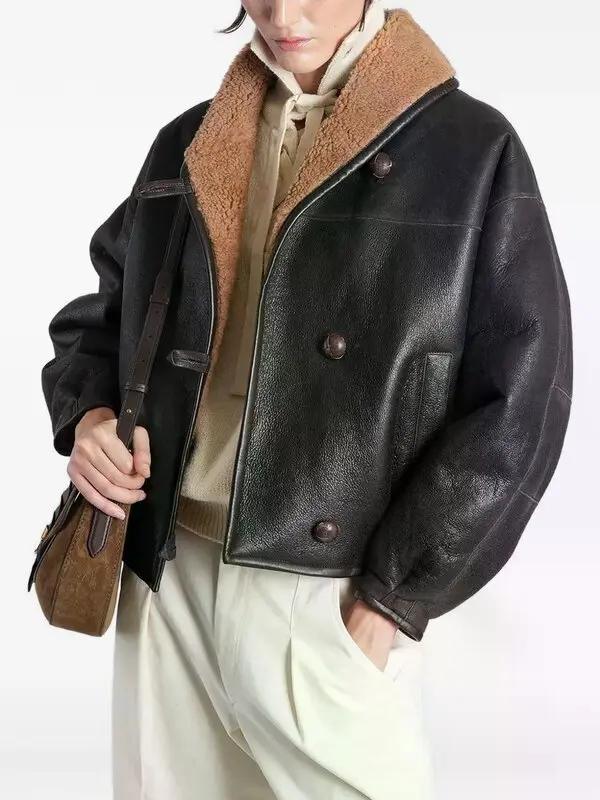 Isabel Marant Étoile Shearling-collar Leather Coat