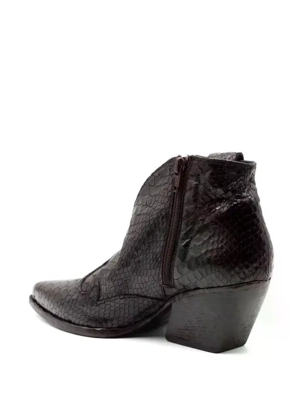 Elena Iachi Reptile-print Leather Ankle Boots - Brown