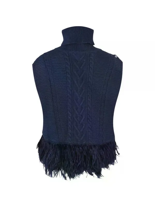 IZAAK AZANEI Cable-knit Feather-trim Sweater