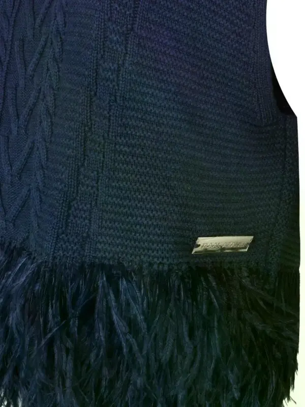 IZAAK AZANEI Cable-knit Feather-trim Sweater