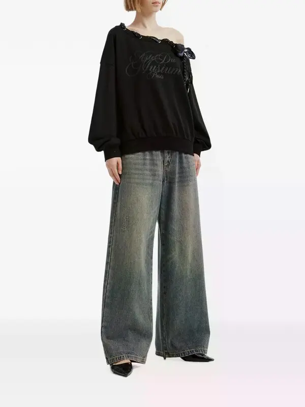 MUSIUM DIV. Bow-detail Off-shoulder Sweater - Black