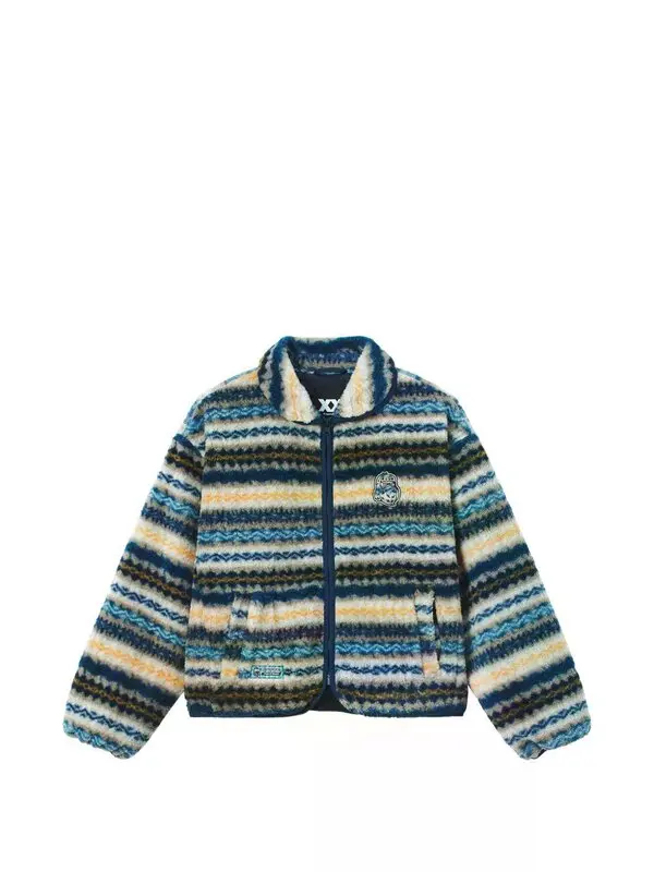 FINGERCROXX Fleece Zig-zag-pattern Jacket - Blue