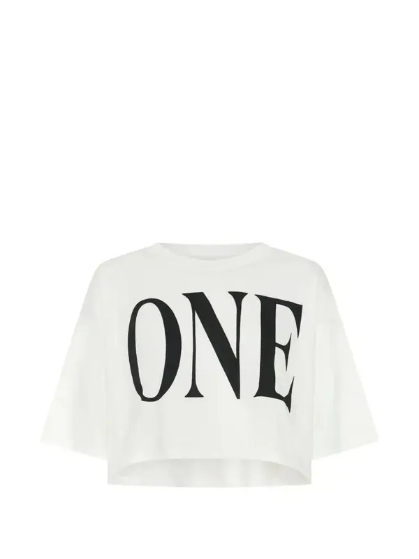 ONETEASPOON Logo-print Cropped T-shirt - White