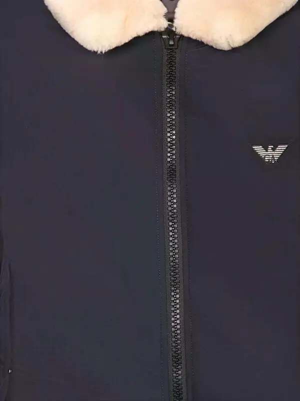Emporio Armani Shearling-collar Logo-plaque Jacket