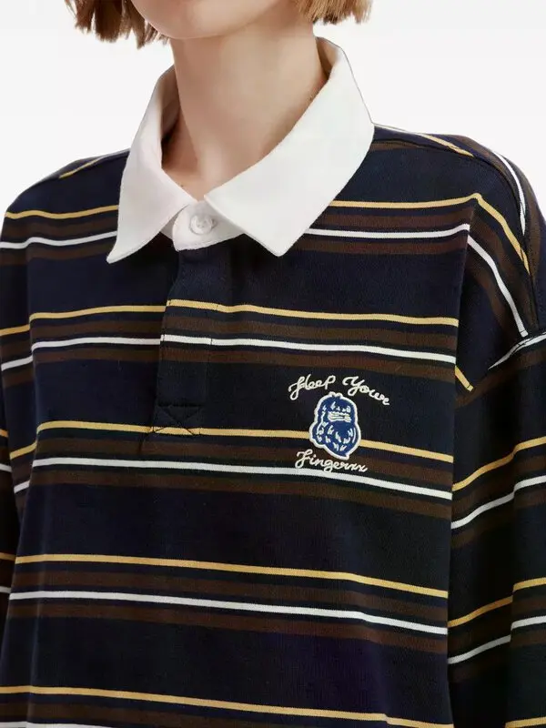 FINGERCROXX Striped Long-sleeve Polo Shirt