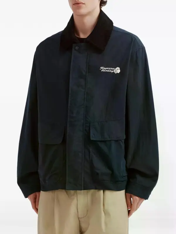FINGERCROXX Corduroy-collar Logo-embroidered Jacket