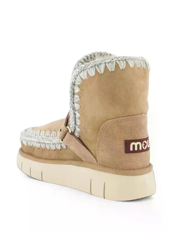 Mou Eskimo Bounce Buckled Crochet-trim Boots