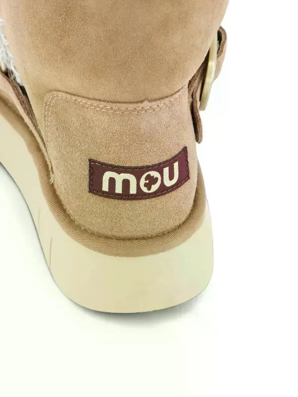 Mou Eskimo Bounce Buckled Crochet-trim Boots