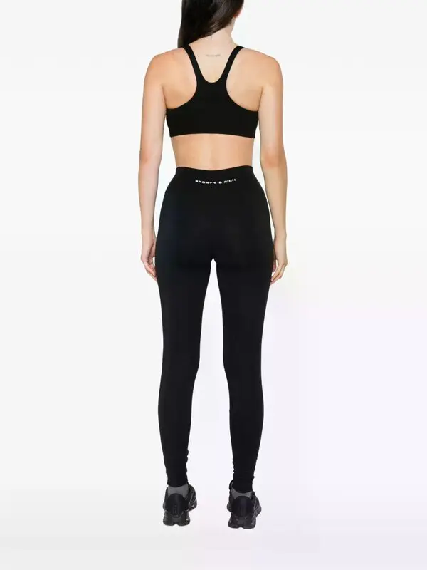 Sporty & Rich Logo-print Racerback Sports Bra - Black