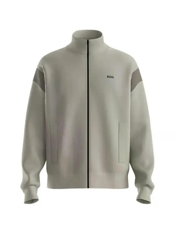 BOSS Zippered Cotton-blend Sweatshirt With Contrast Inserts