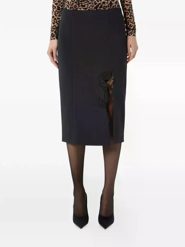 Blumarine Embroidered-slit Midi Skirt