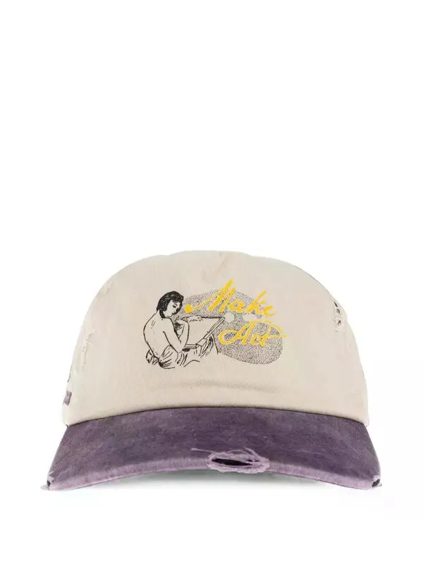 DUKE + DEXTER Distressed Graphic-print Cap - Neutrals