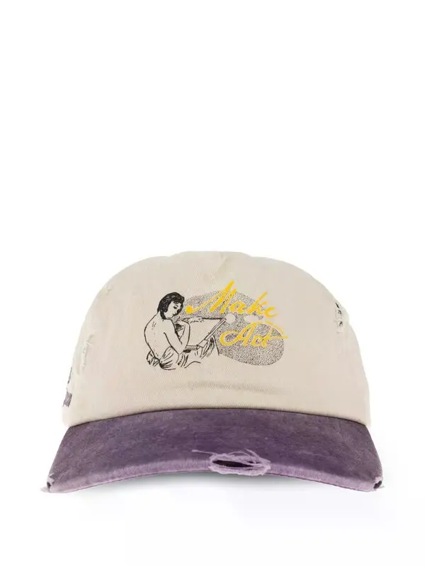 DUKE + DEXTER Distressed Graphic-print Cap - Neutrals