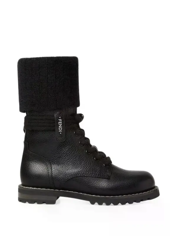 Fendi Commando Mohair-cuff Leather Boots