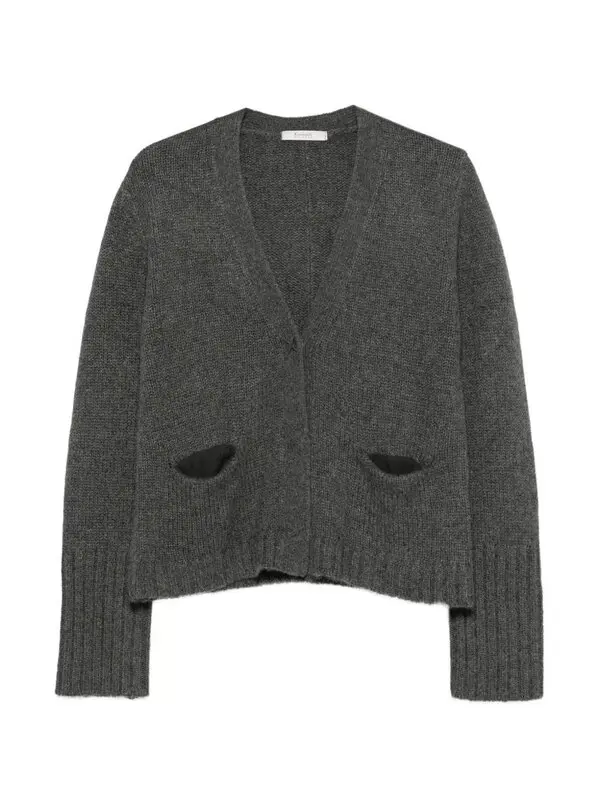 Kristensen Du Nord V-neck Ribbed-trim Cardigan - Grey
