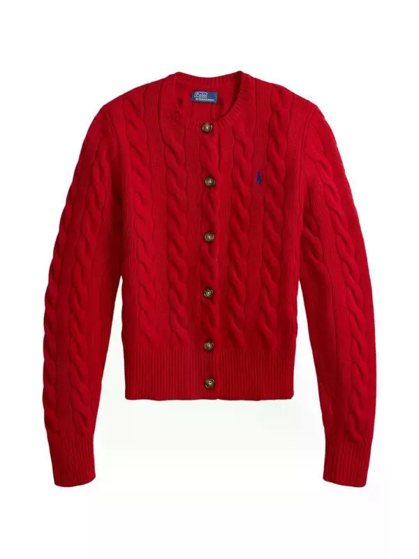 Polo Ralph Lauren Cable-knit Embroidered-logo Cardigan