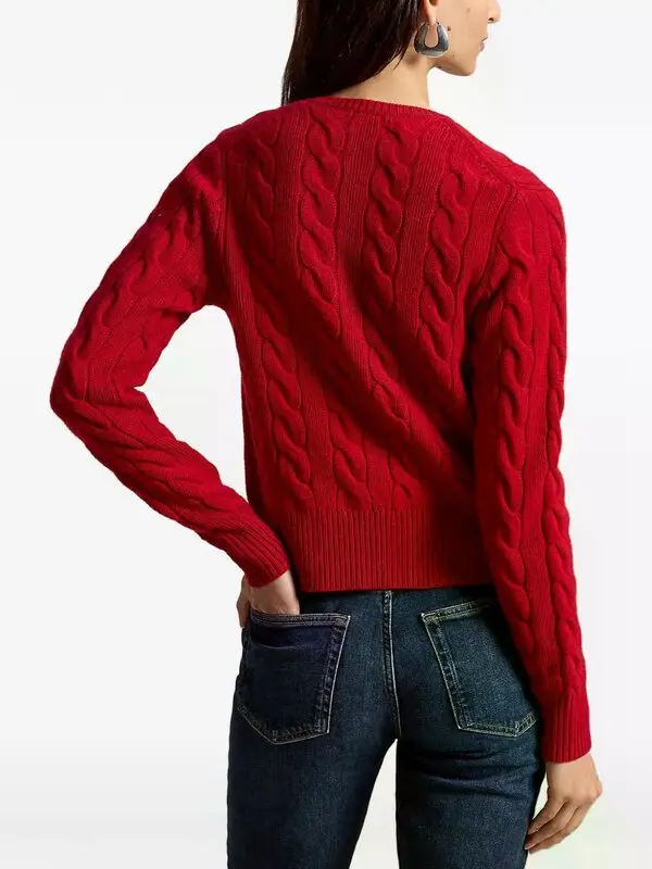 Polo Ralph Lauren Cable-knit Embroidered-logo Cardigan