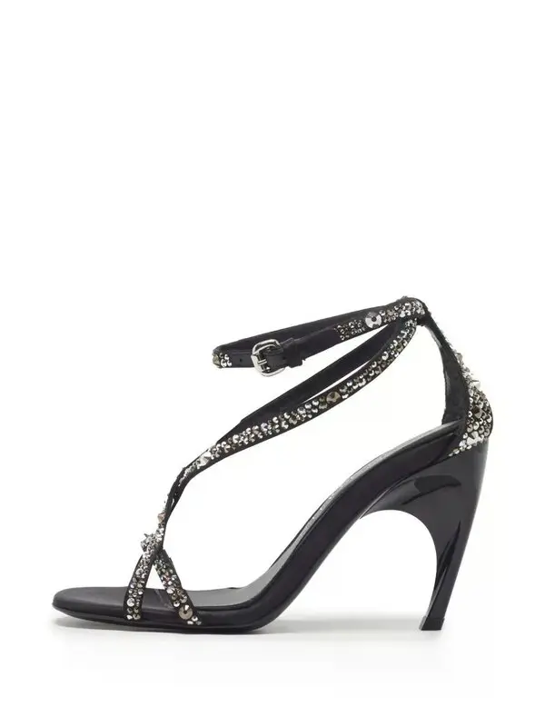 Alexander McQueen Twisted Armadillo Embellished Sandals - Black