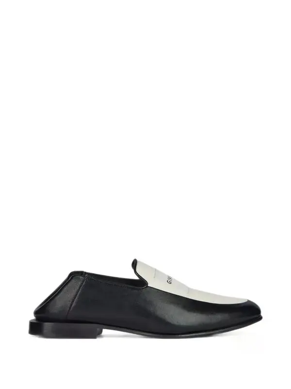 Givenchy Label Loafers In Leather And Canvas