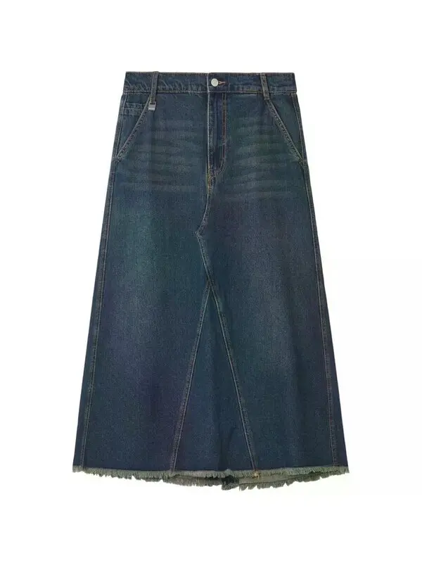 Izzue Faded Frayed-hem Midi Skirt