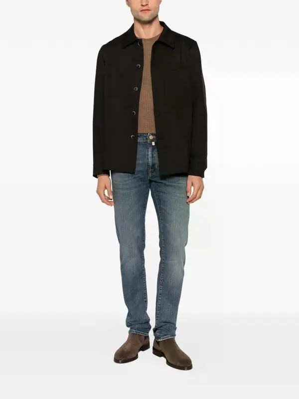 Jacob Cohen Logo-patch Whiskered Jeans - Blue
