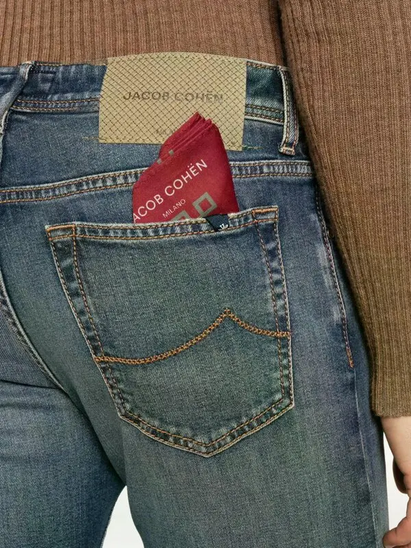Jacob Cohen Logo-patch Whiskered Jeans
