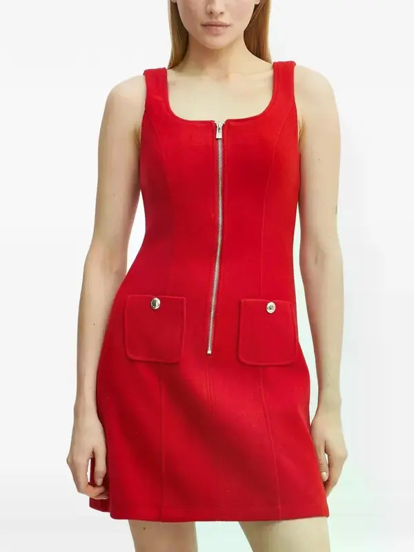 MORGAN Zip-up Patch-pocket Mini Dress - Red