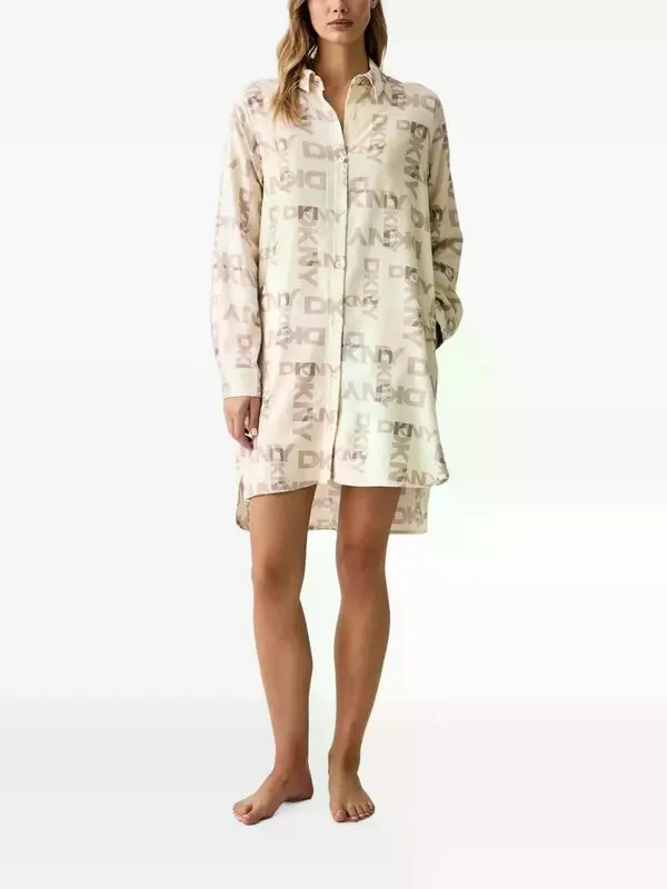 Dkny Logo-print Button-up Nightshirt