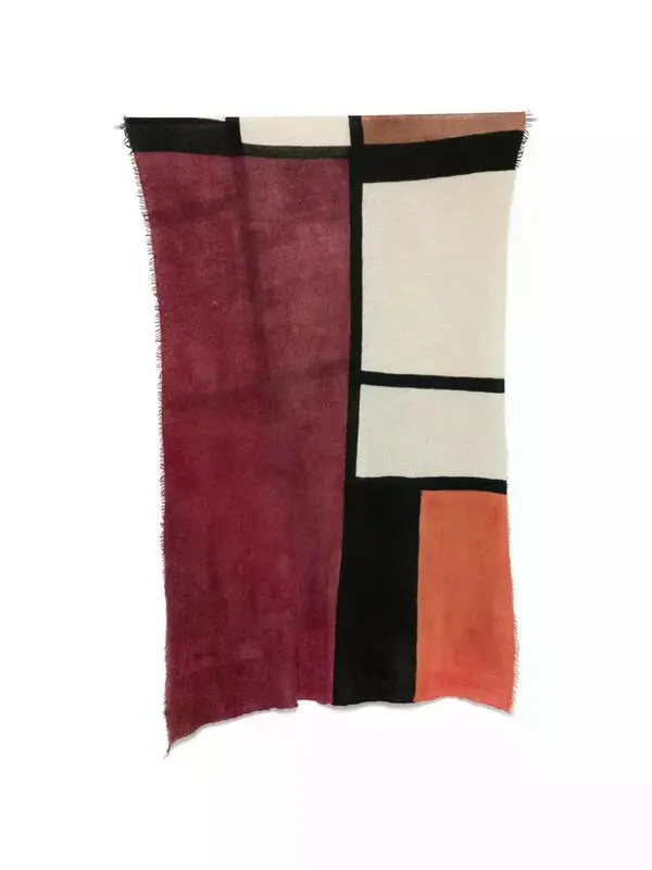 Faliero Sarti Colour-block Frayed Scarf - Red