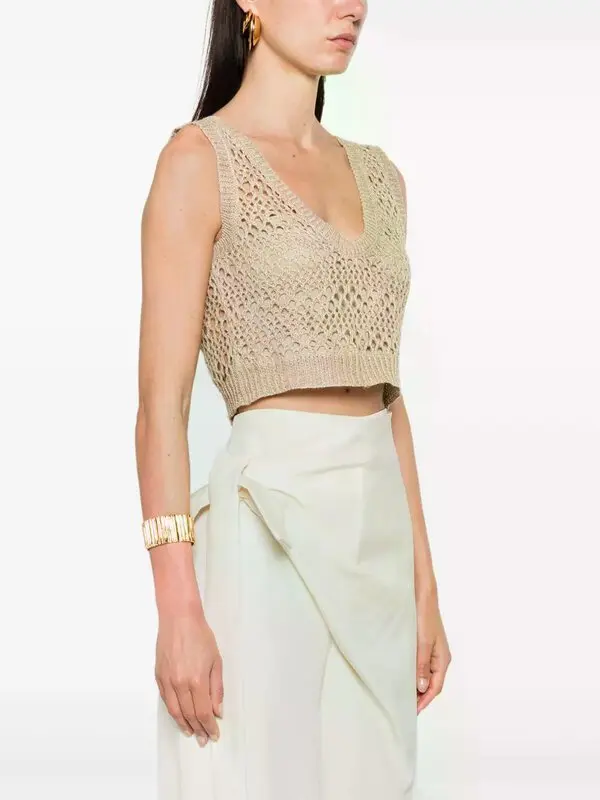 Brunello Cucinelli Open-knit Crop Top