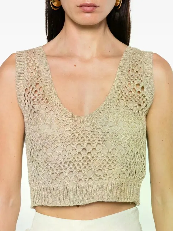 Brunello Cucinelli Open-knit Crop Top