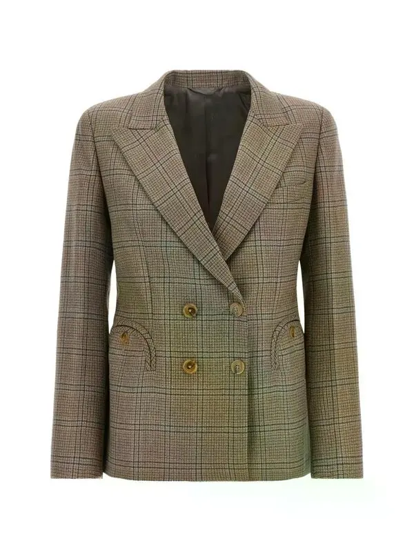 BLAZÉ MILANO Everynight Check-pattern Wool Blazer - Neutrals